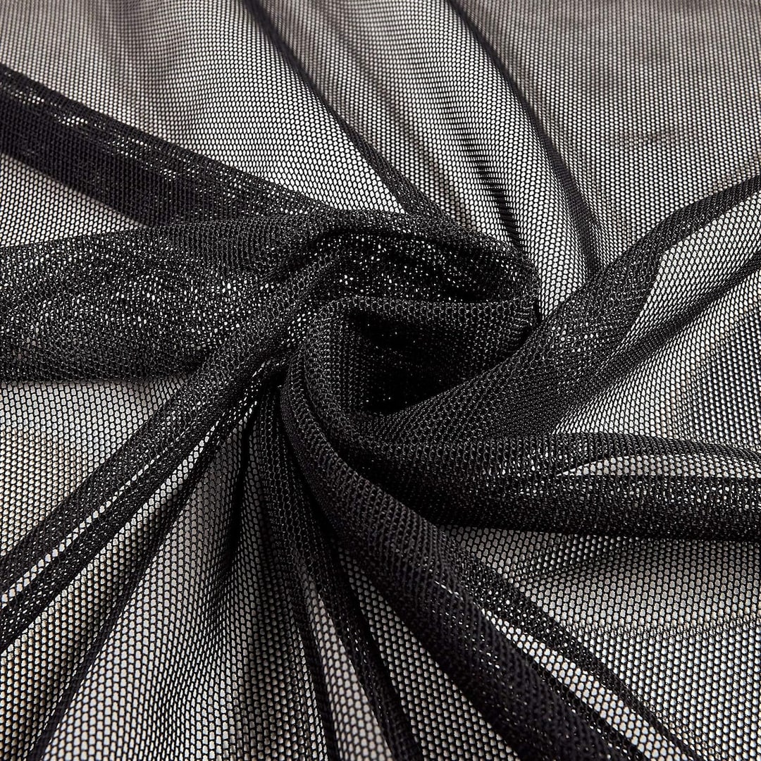 Solid Black Four Way Stretch Nylon Power Mesh Fabric by the Yard, 60 ...