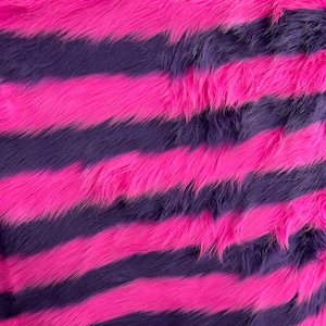 Fuchsia & Purple Striped Luxury Shag Faux Fur Fabric by the Yard 60 ...