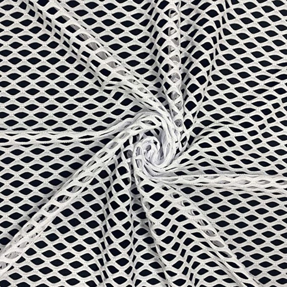 White Two Way Stretch Big Hole Fishnet Diamond Mesh Fabric by - Etsy