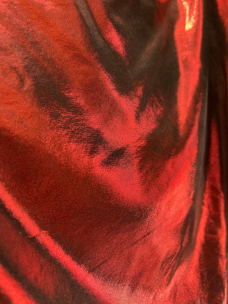 Red Medium Weight Metallic Knit Two Way Stretch Polyester Spandex Lame ...