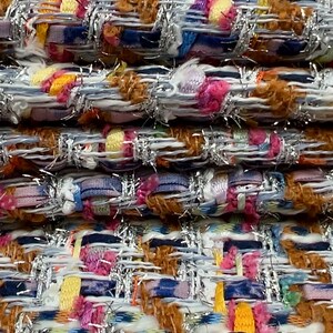 Multicolor Metallic Silver Thread Chenille Tweed Boucle Suiting Fabric ...