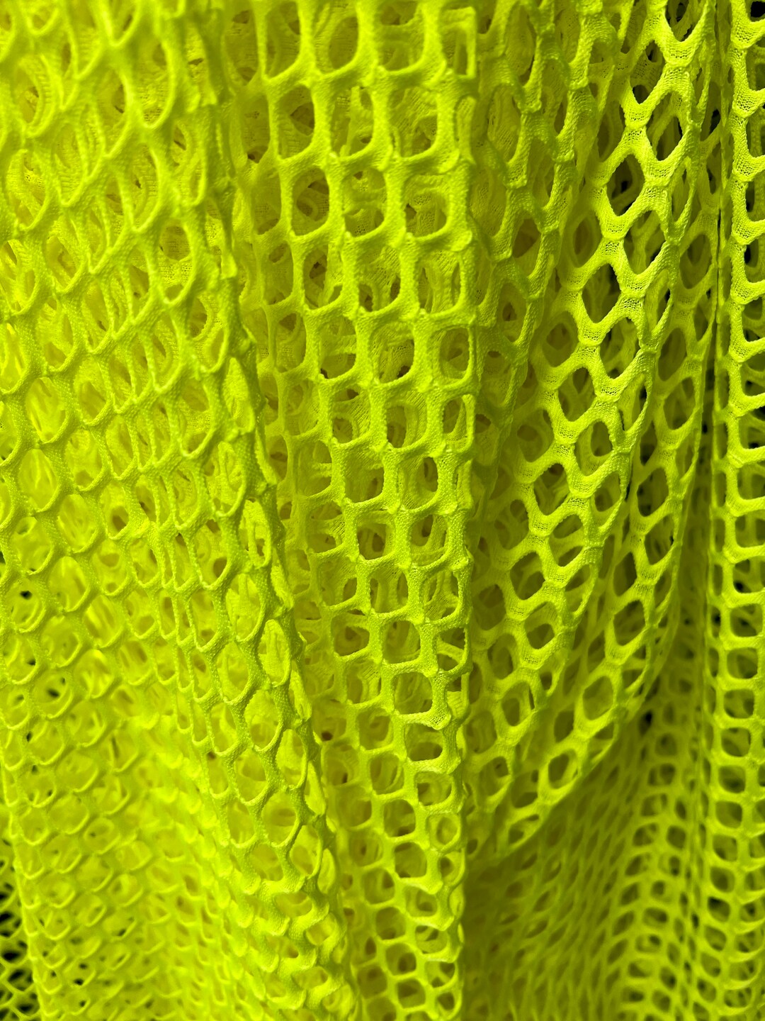 Neon Yellow Two Way Stretch Big Hole Fishnet Diamond Mesh Fabric by the ...