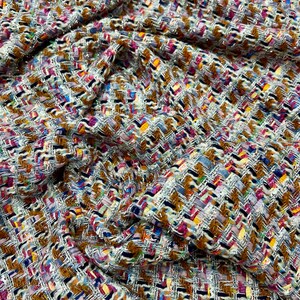 Multicolor Metallic Silver Thread Chenille Tweed Boucle Suiting Fabric ...