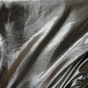 Silver Medium Weight Metallic Knit Two Way Stretch Polyester Spandex ...