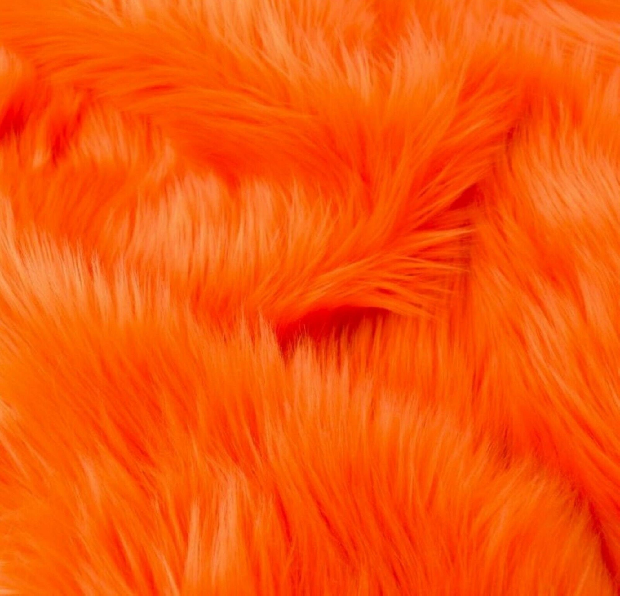 Orange Luxury Shag Faux Fur Fabric by the Yard 60" Wide, Shaggy, Long ...