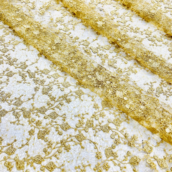 Gold Lace Fabric - Etsy