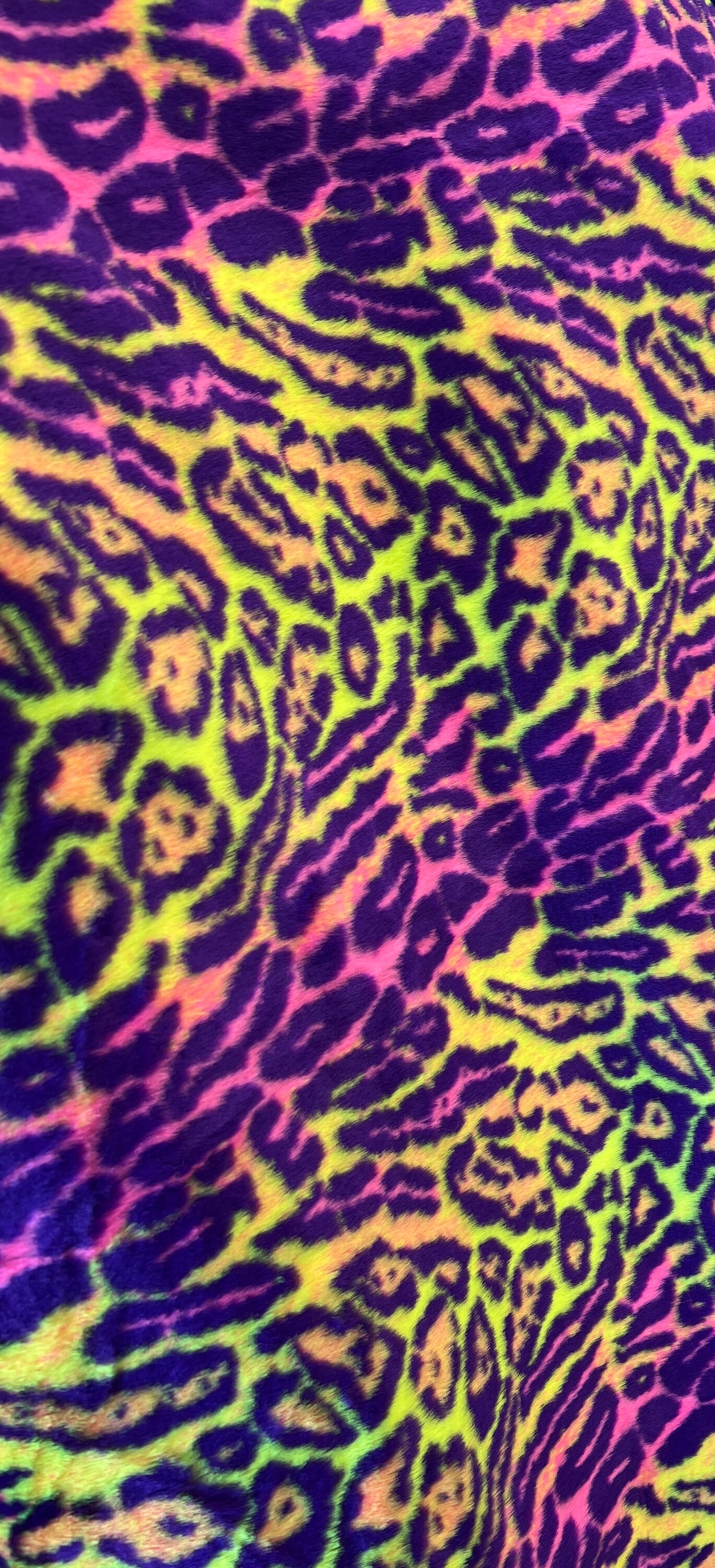 Multicolor Neon Animal Skin Print Shag Faux Fur Fabric by the Yard 60 ...