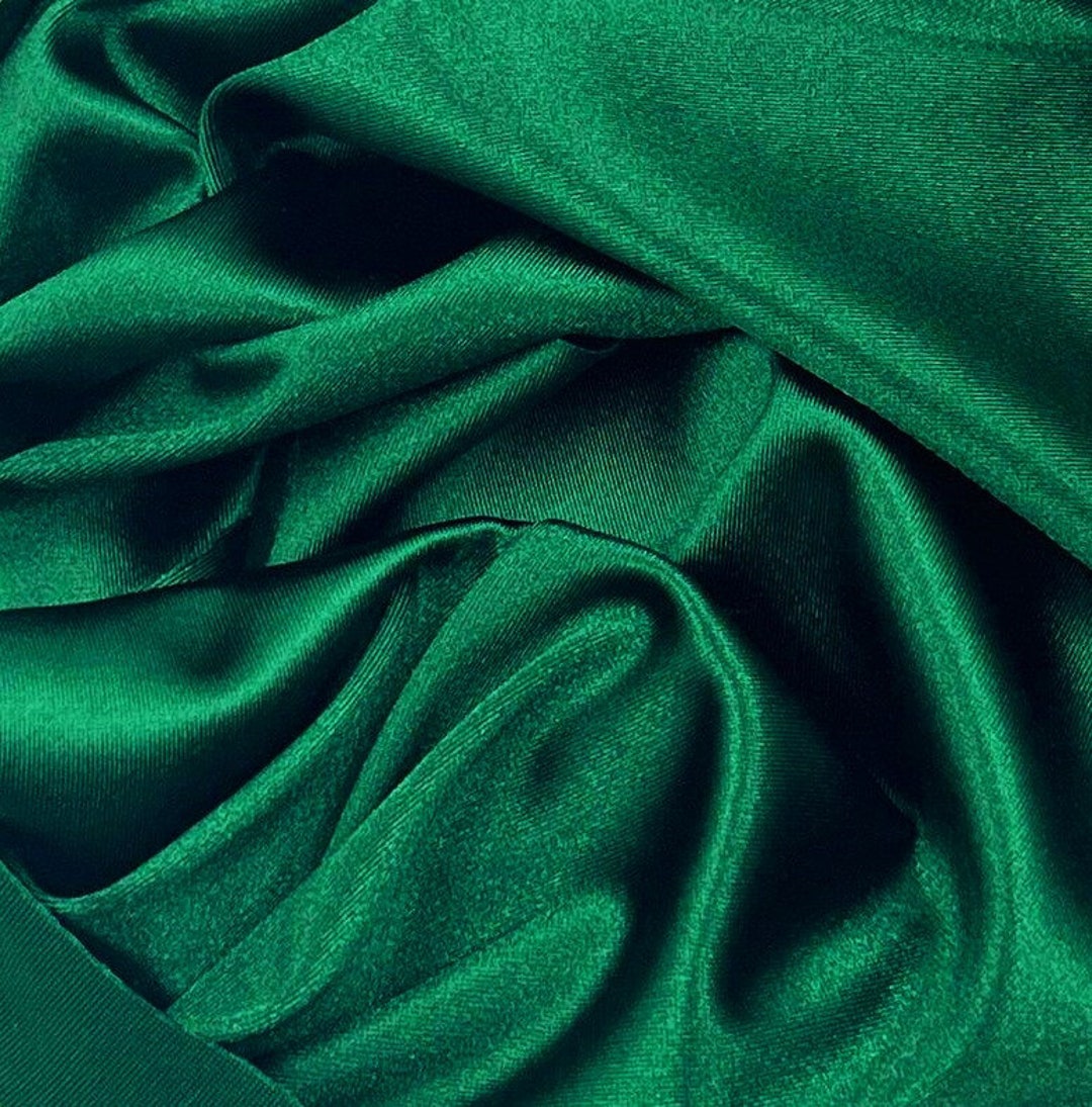 Solid Shiny Hunter Green Two Way Stretch Polyester Spandex Super Satin ...