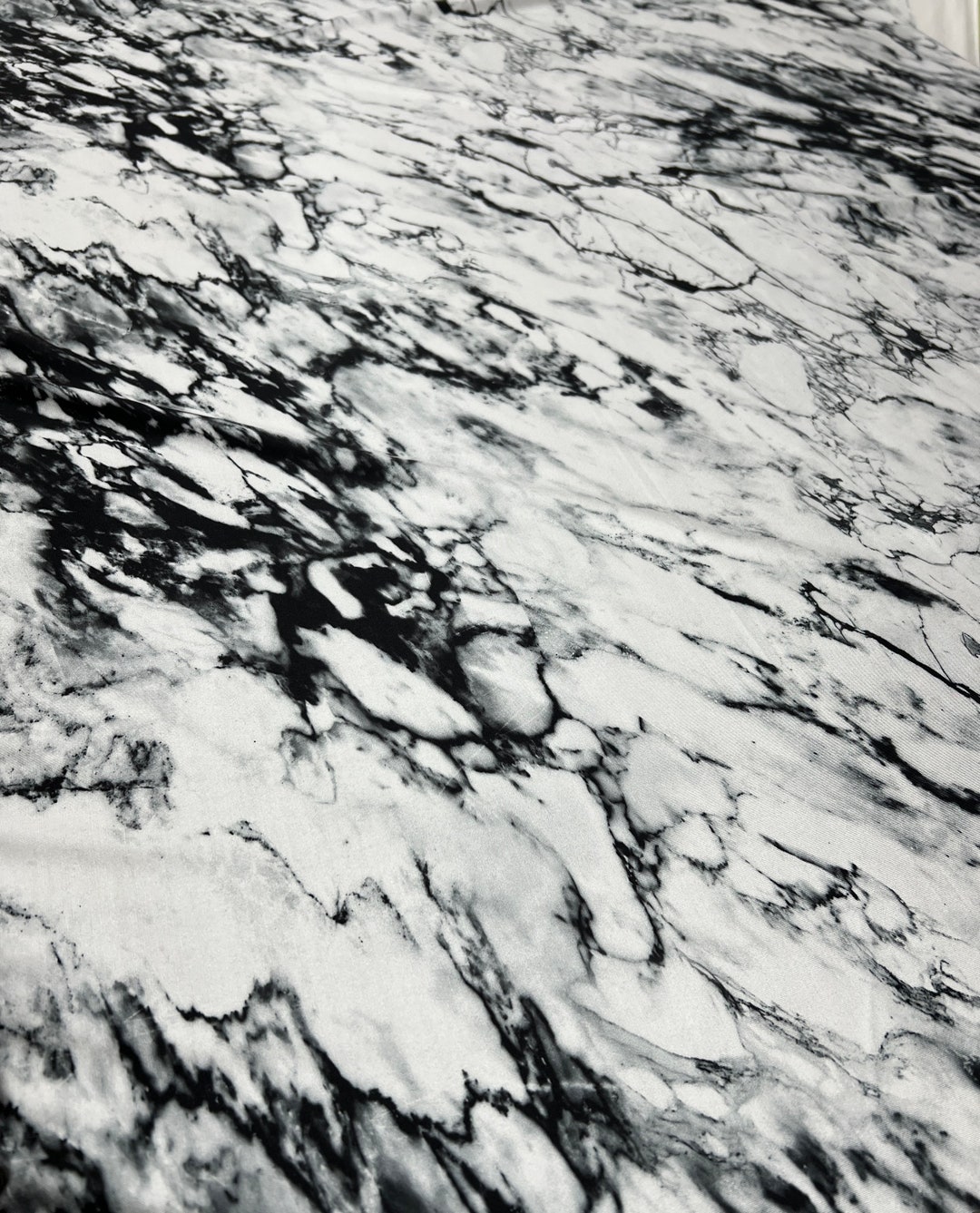 White & Black Marble Tie Dye Print on Four Way Stretch Nylon Spandex ...
