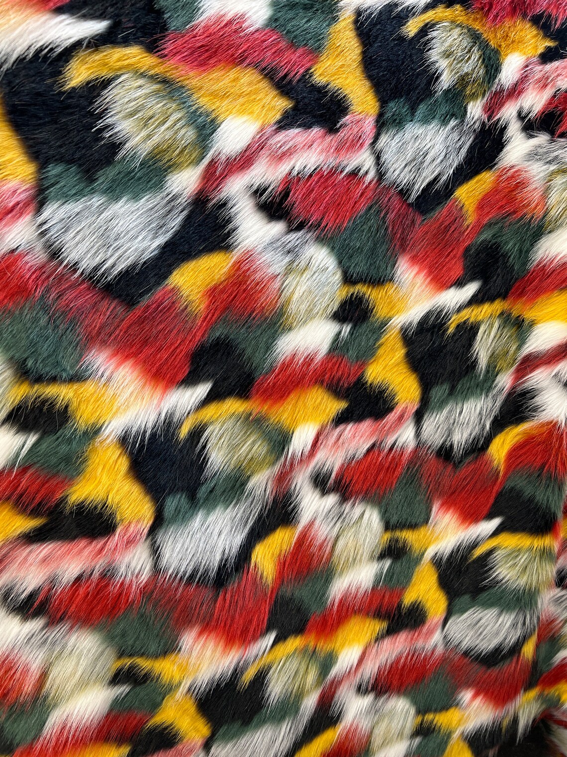 Multicolor Puzzled Patches Luxury Shag Faux Fur Fabric by the Yard 60 ...