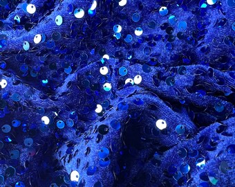 Leila BLUE Sequins on Mesh Fabric by the Yard 10050 - Etsy