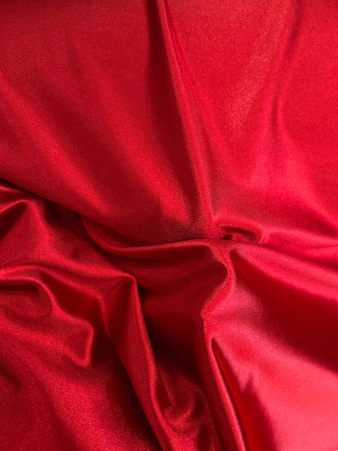 Solid Shiny Red Two Way Stretch Polyester Spandex Super Satin Casino ...