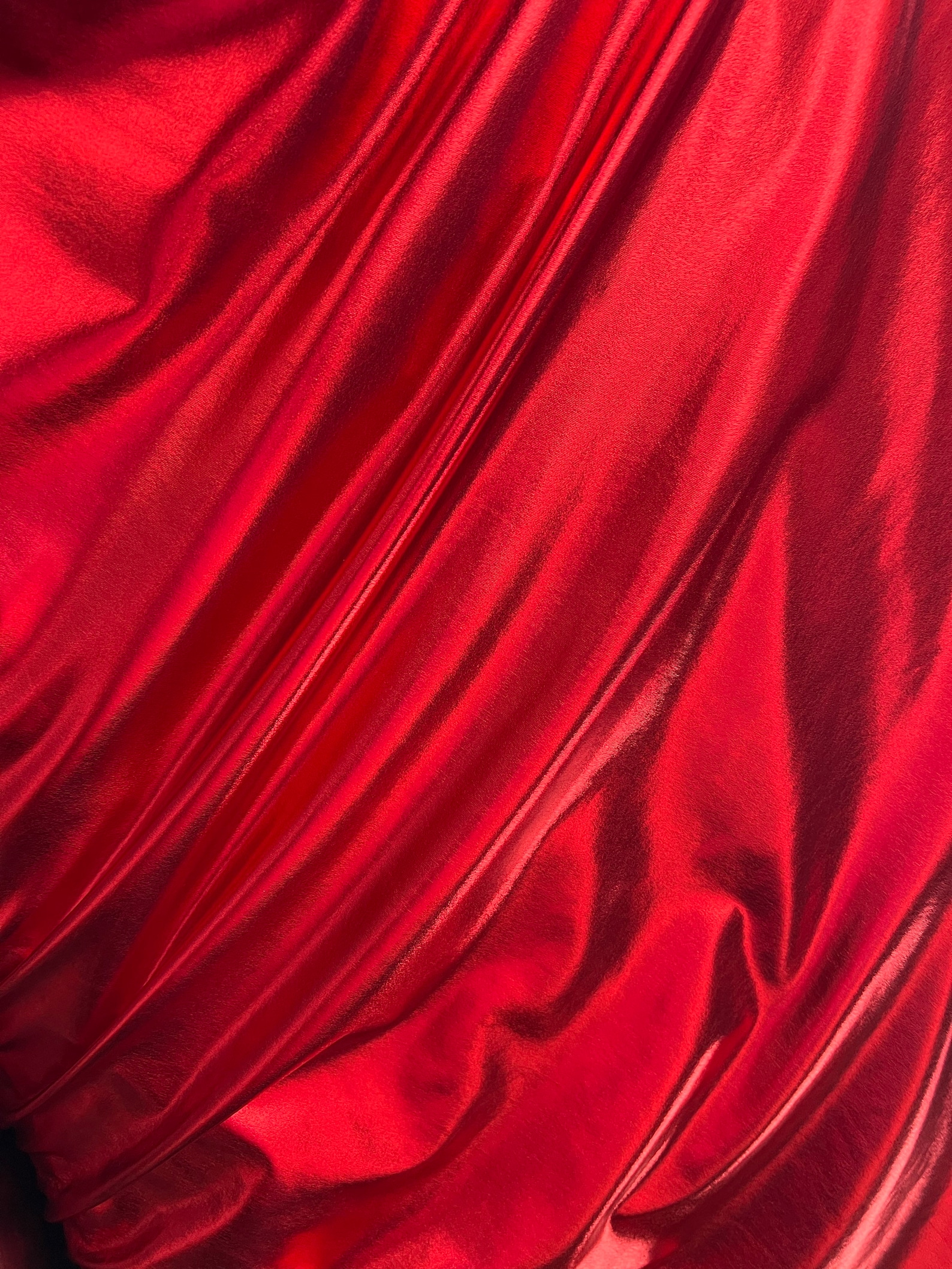 Metallic Red Foil Lame Four Way Stretch Polyester Spandex Fabric by the ...