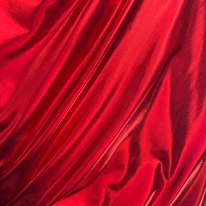 Metallic Red Foil Lame Four Way Stretch Polyester Spandex Fabric by the ...