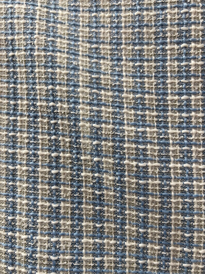 Light Blue and White Chenille Tweed Suiting Boucle Fabric by the Yard ...
