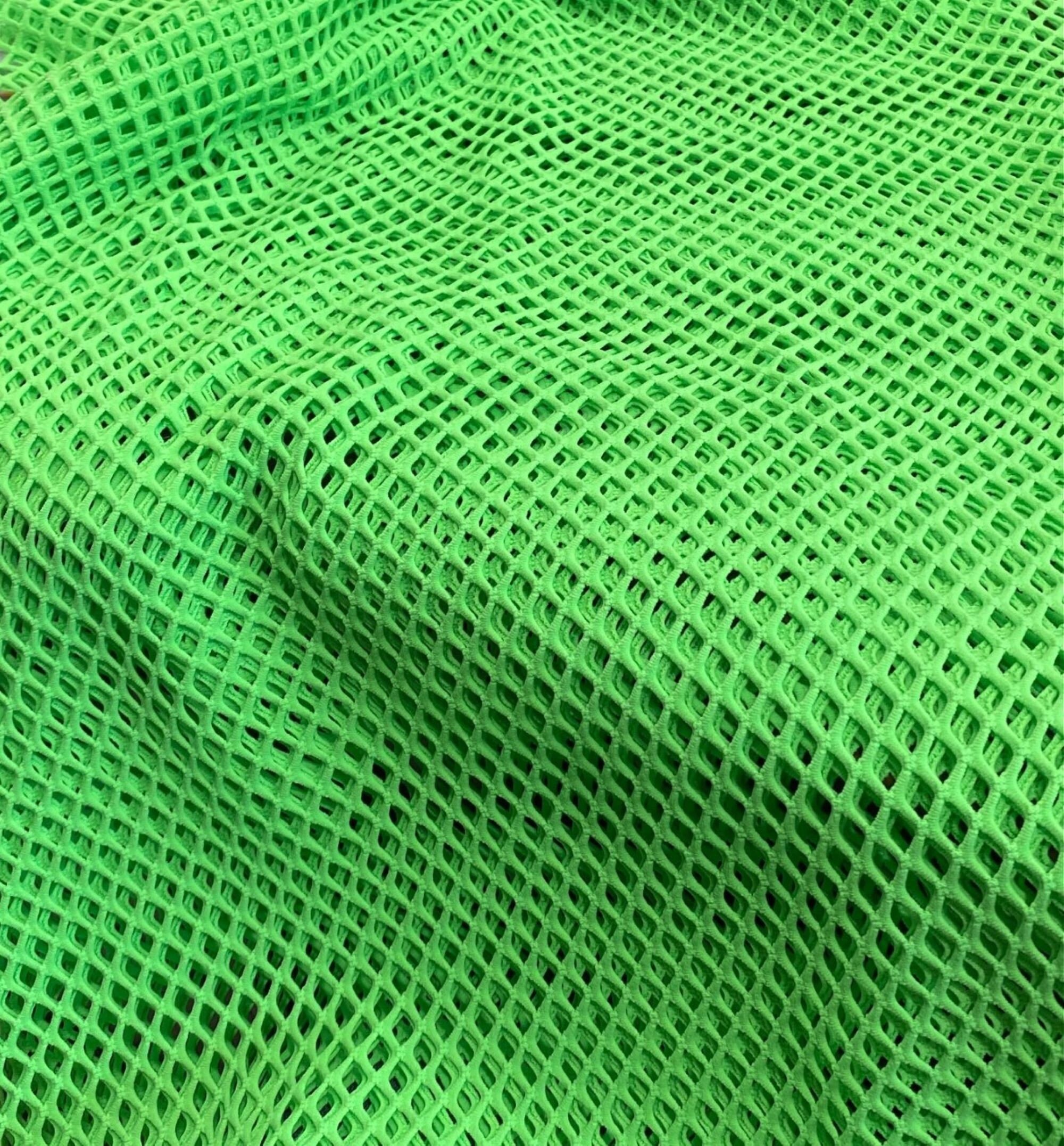 Neon Green Two Way Stretch Big Hole Nylon Fishnet Diamond Mesh Fabric ...