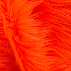 Neon Orange Luxury Shag Faux Fur Fabric by the Yard 60" Wide, Shaggy ...