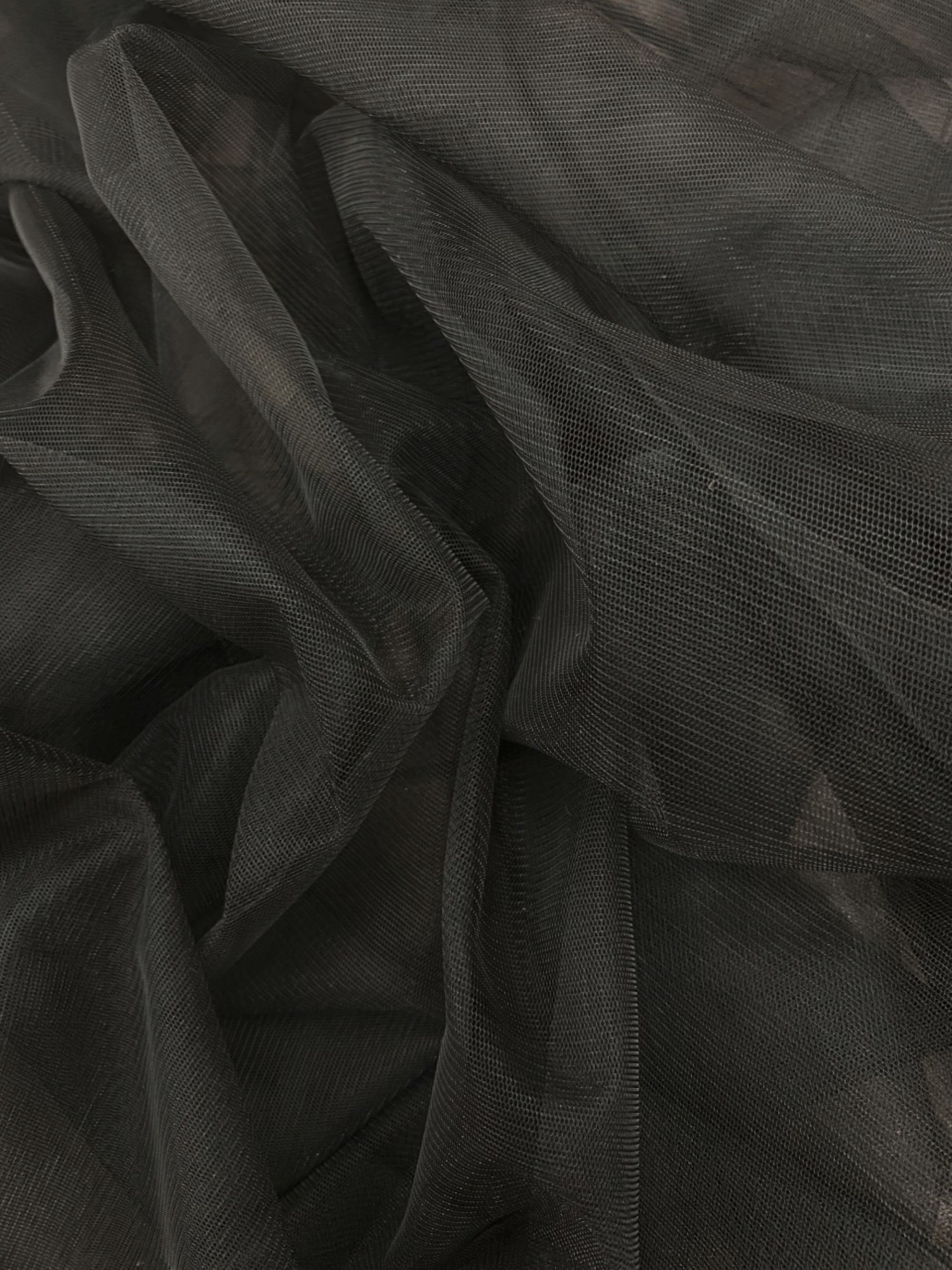 Solid Black Two Way Stretch Nylon English Net Mesh Fabric by the Yard ...