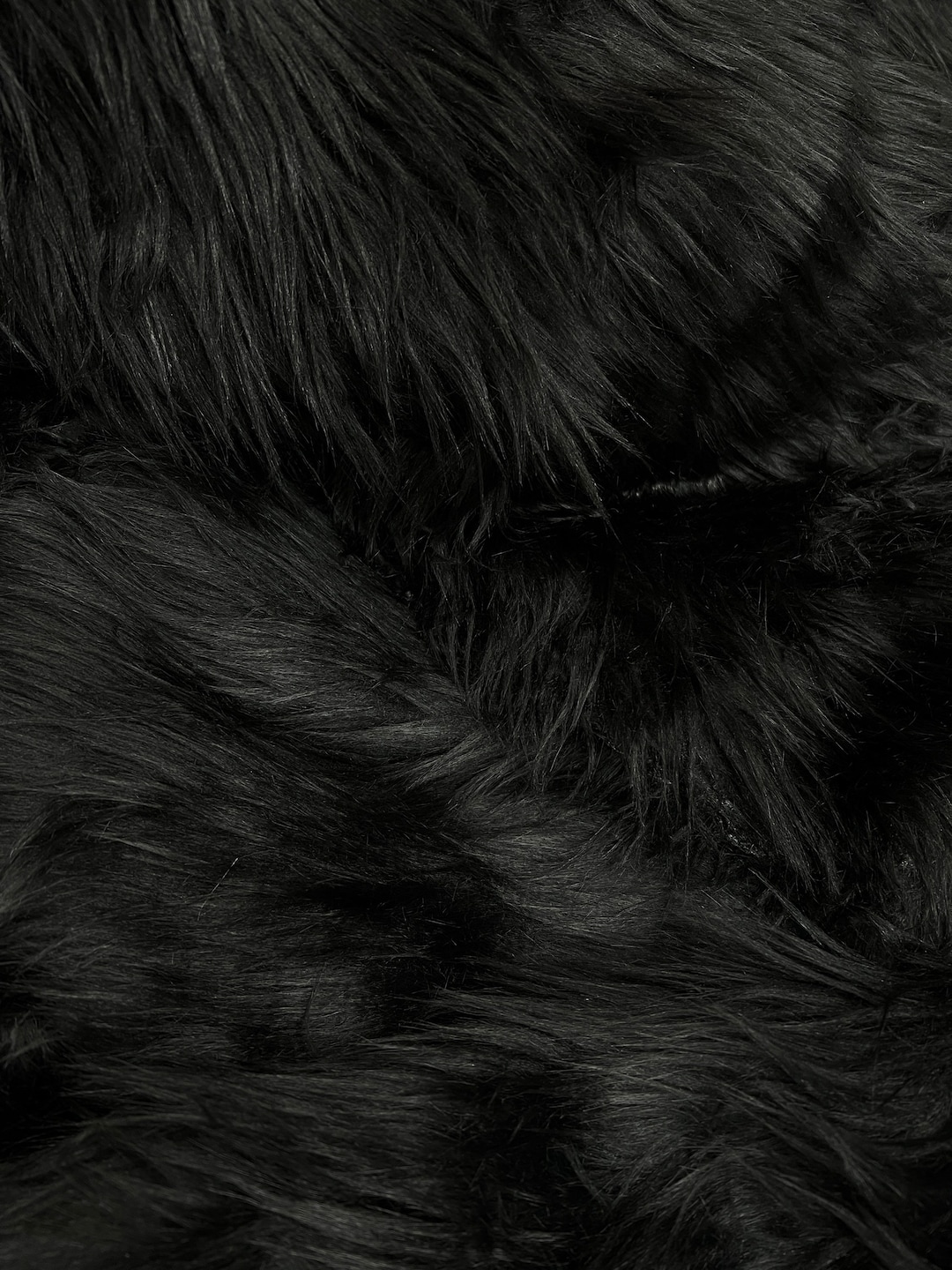 Black Luxury Shag Faux Fur Fabric by the Yard 60" Wide, Shaggy, Long ...