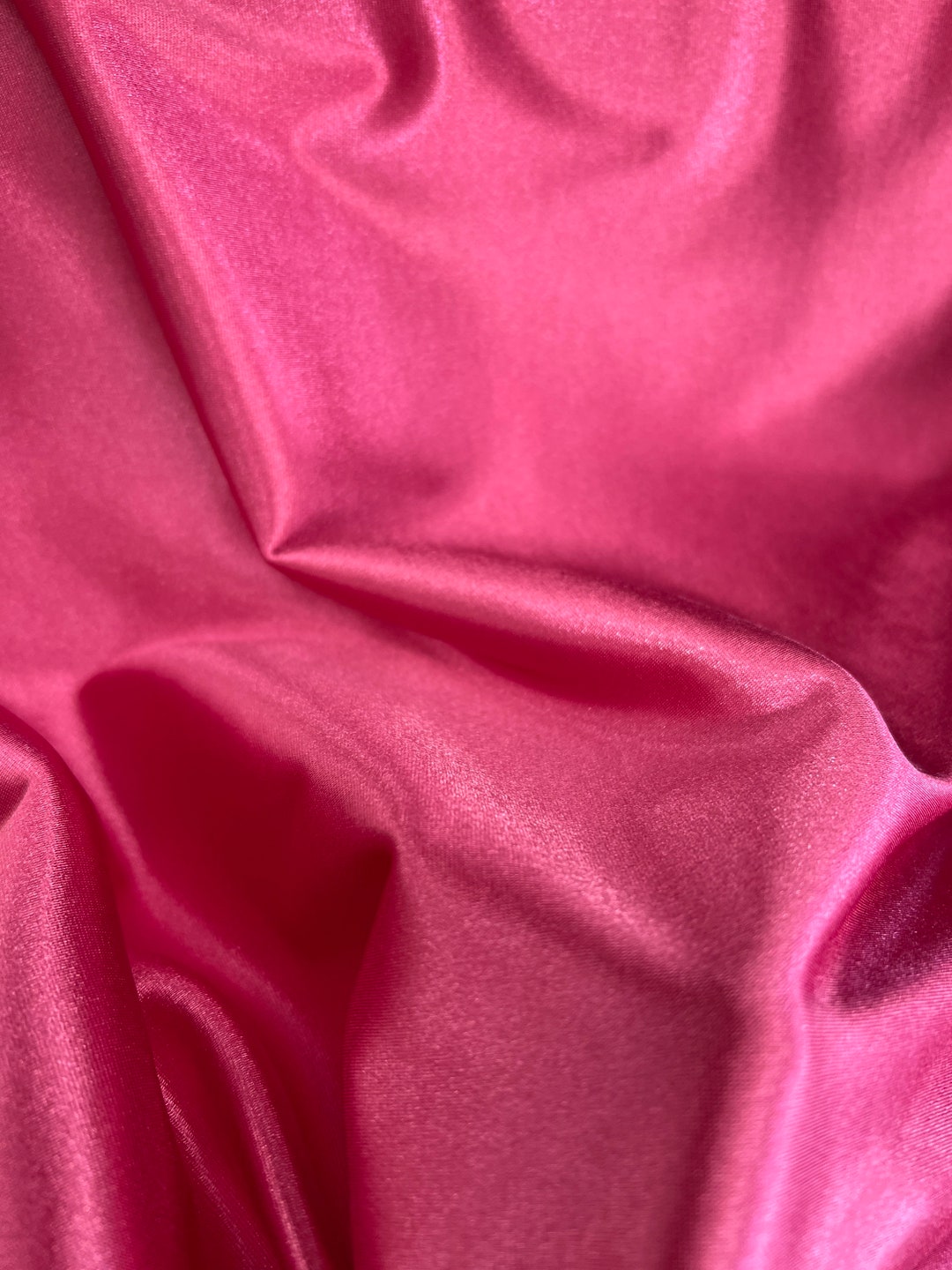 Solid Shiny Pink Two Way Stretch Polyester Spandex Super Satin Casino ...