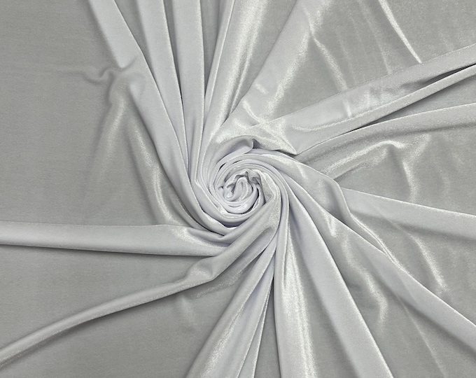 Princess WHITE Polyester Spandex Stretch Velvet Fabric by the Yard for ...