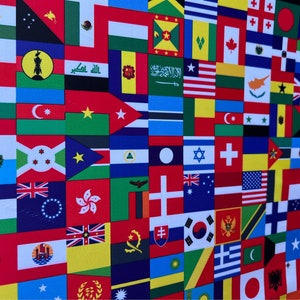 Multicolor Flags of the World Print on Four Way Stretch Nylon Spandex ...