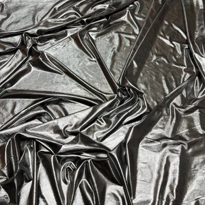 Silver Medium Weight Metallic Knit Two Way Stretch Polyester Spandex ...