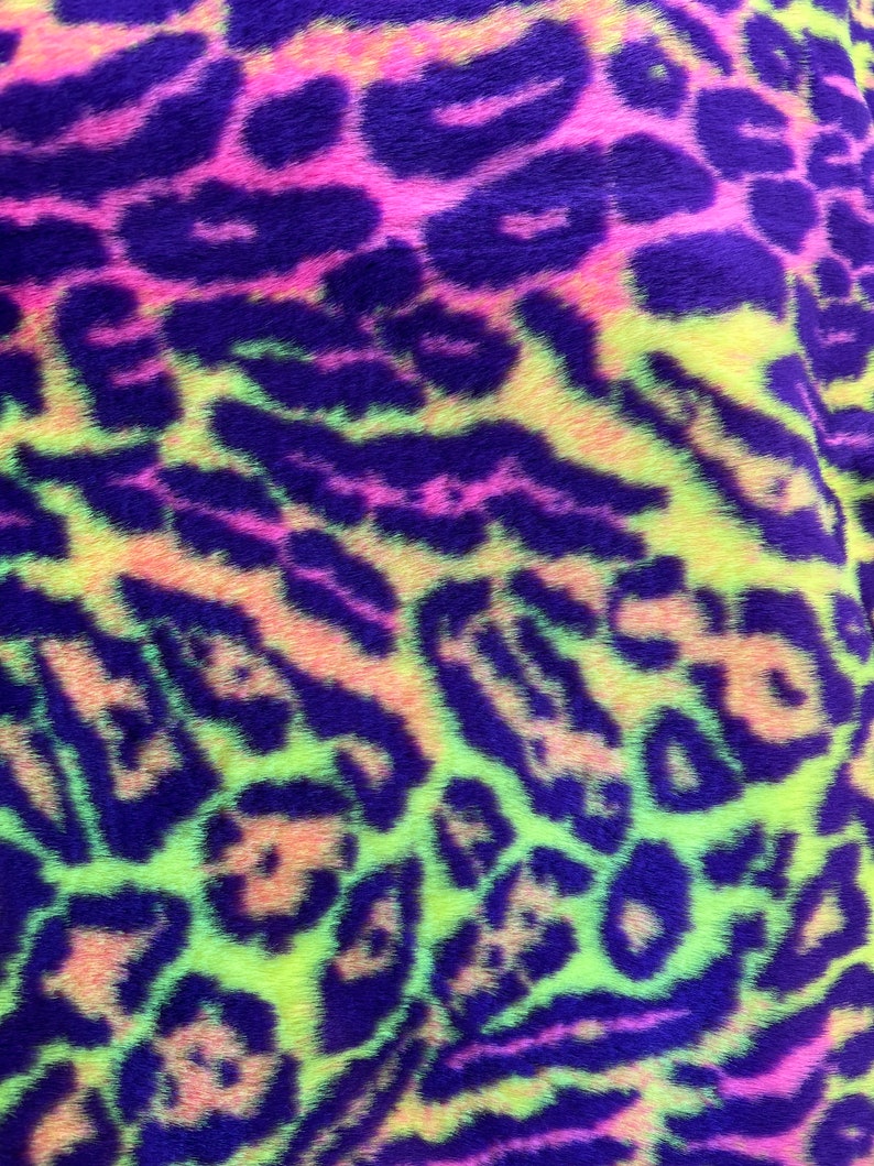Multicolor Neon Animal Skin Print Shag Faux Fur Fabric by the Yard 60 ...