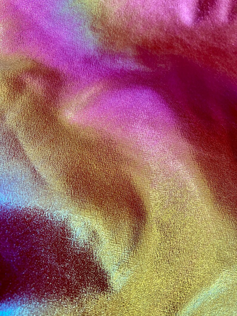 Lightweight Metallic Knit One Way Stretch Red Rainbow Foil Fabric by ...