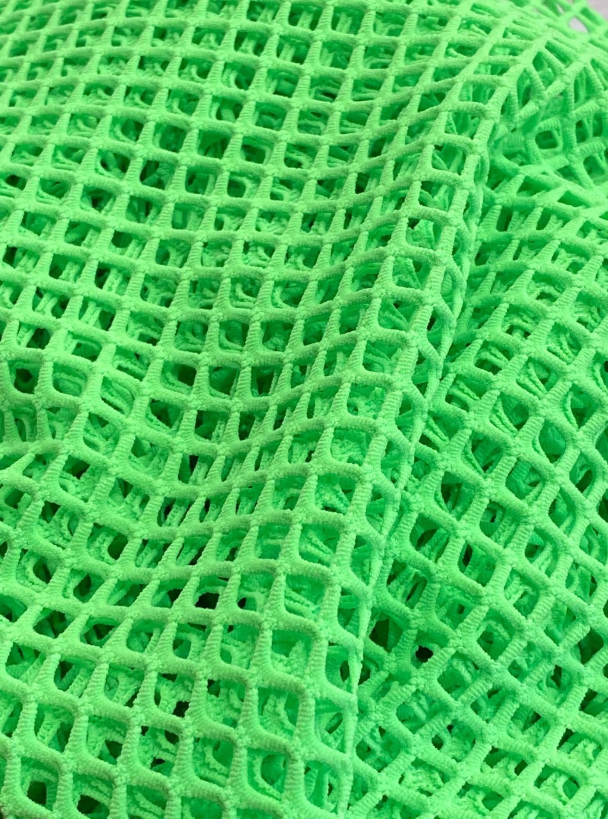 Neon Green Two Way Stretch Big Hole Nylon Fishnet Diamond Mesh Fabric ...