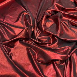 Red Medium Weight Metallic Knit Two Way Stretch Polyester Spandex Lame ...