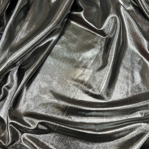 Silver Medium Weight Metallic Knit Two Way Stretch Polyester Spandex ...