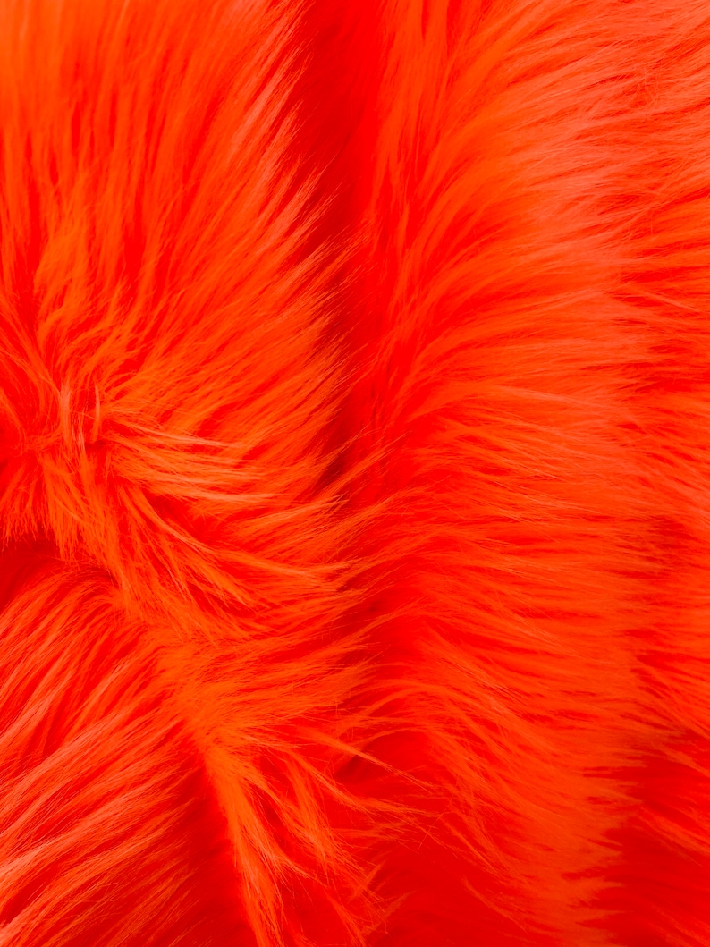 Neon Orange Luxury Shag Faux Fur Fabric by the Yard 60" Wide, Shaggy ...