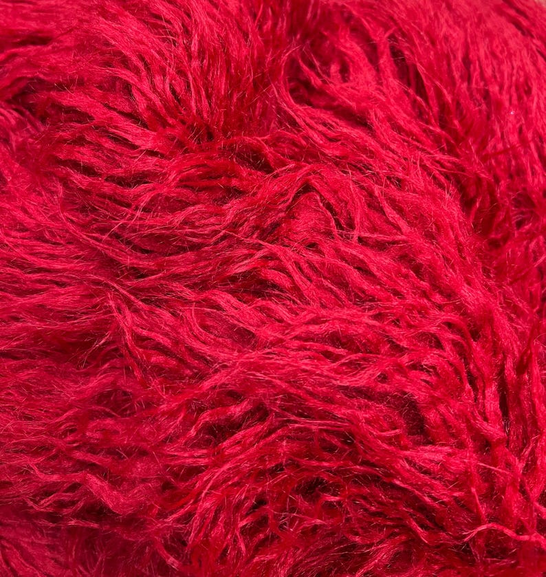 Red Mongolian Shaggy Faux Fur Fabric by the Yard 60" Wide, Shaggy, Long ...