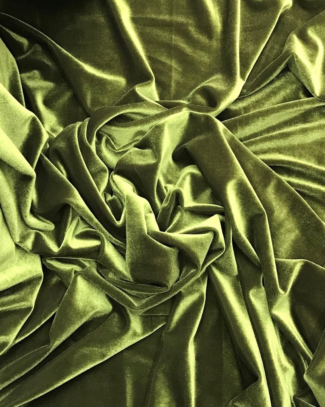 Olive Green Stretch Velvet Fabric by the Yard, 60" Wide, Costume, Dance ...