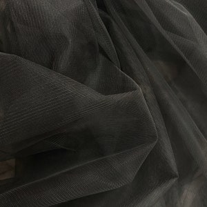 Solid Black Two Way Stretch Nylon English Net Mesh Fabric by the Yard ...