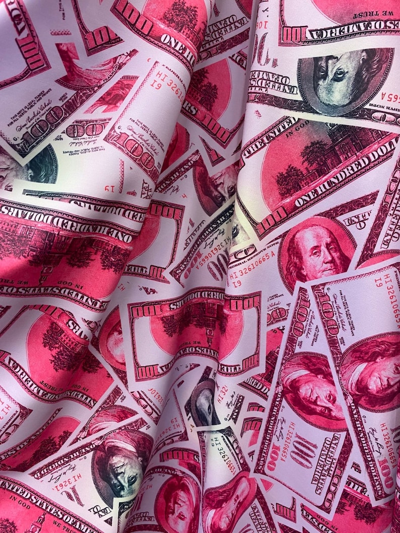 Pink Money Print on Four Way Stretch Spandex Fabric by the - Etsy