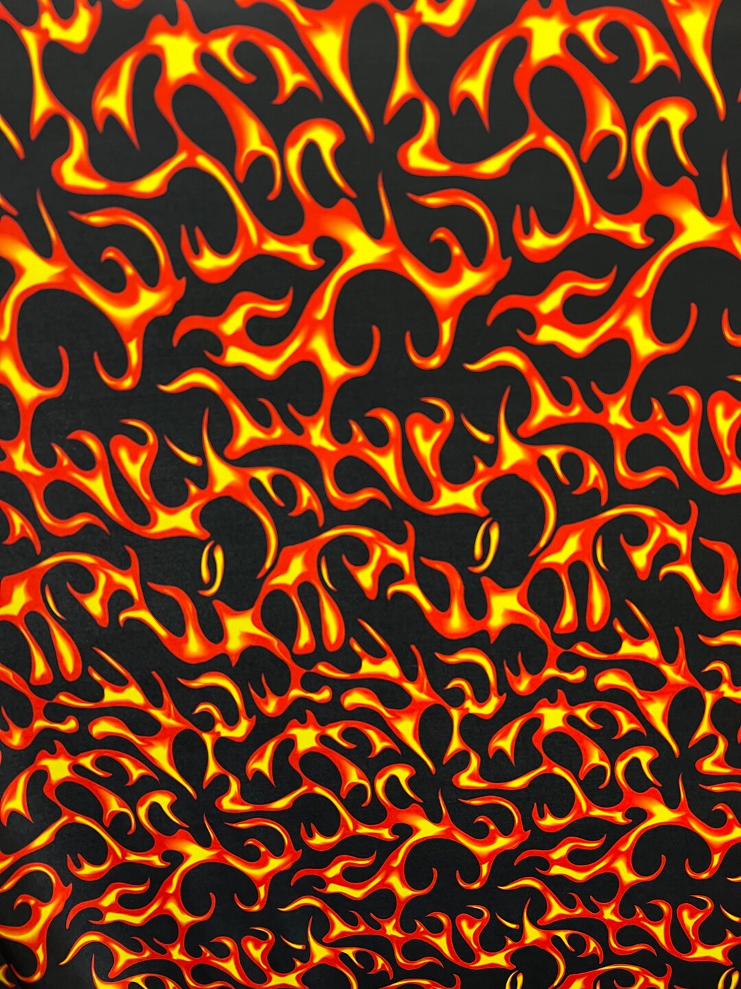 Multicolor Fire Flame Print on Four Way Stretch Nylon Spandex Fabric by ...