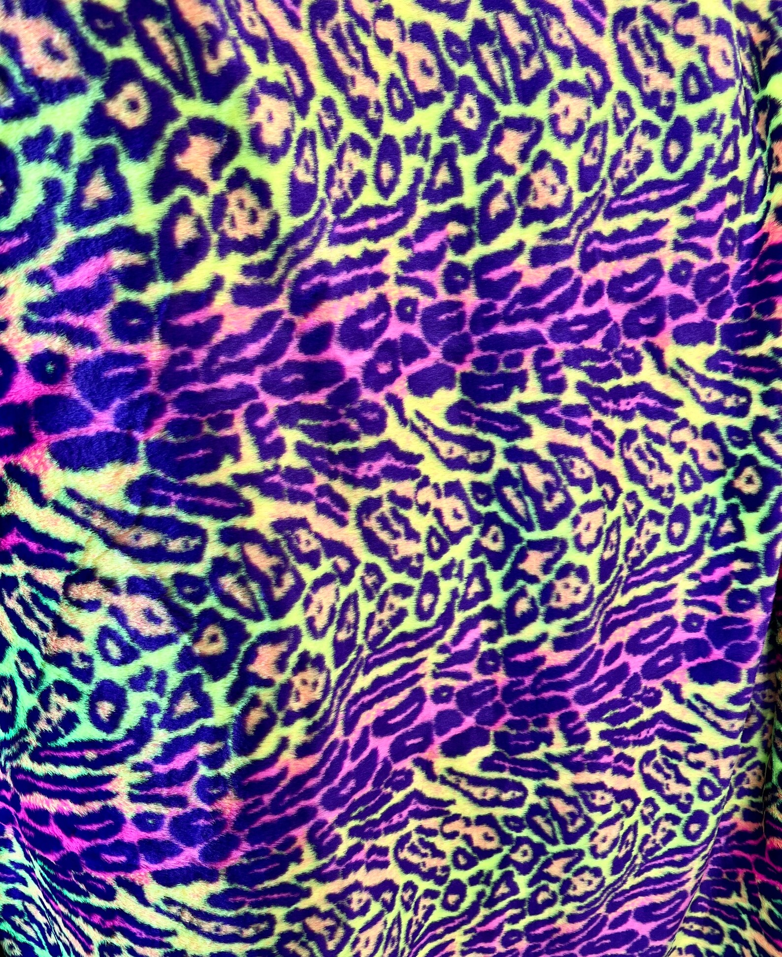 Multicolor Neon Animal Skin Print Shag Faux Fur Fabric by the Yard 60 ...