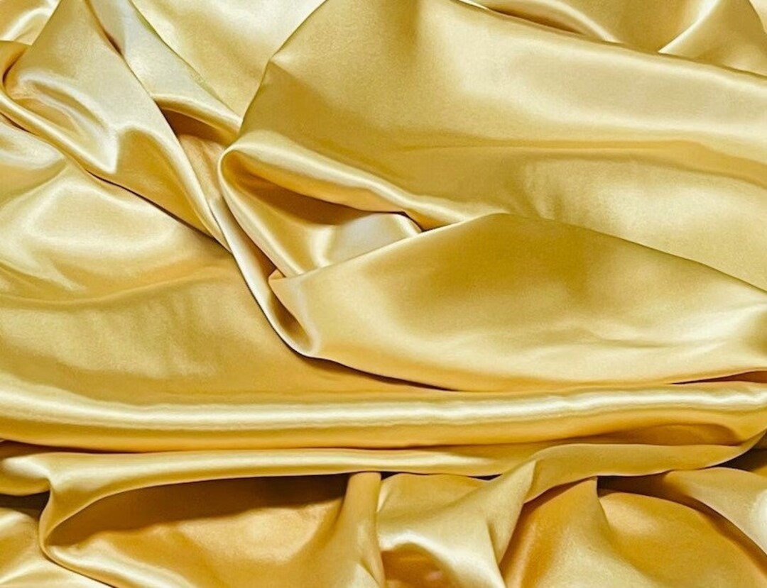 Gold Silky Stretch Charmeuse Satin, Soft Silky Fabric by the Yard, 60 ...