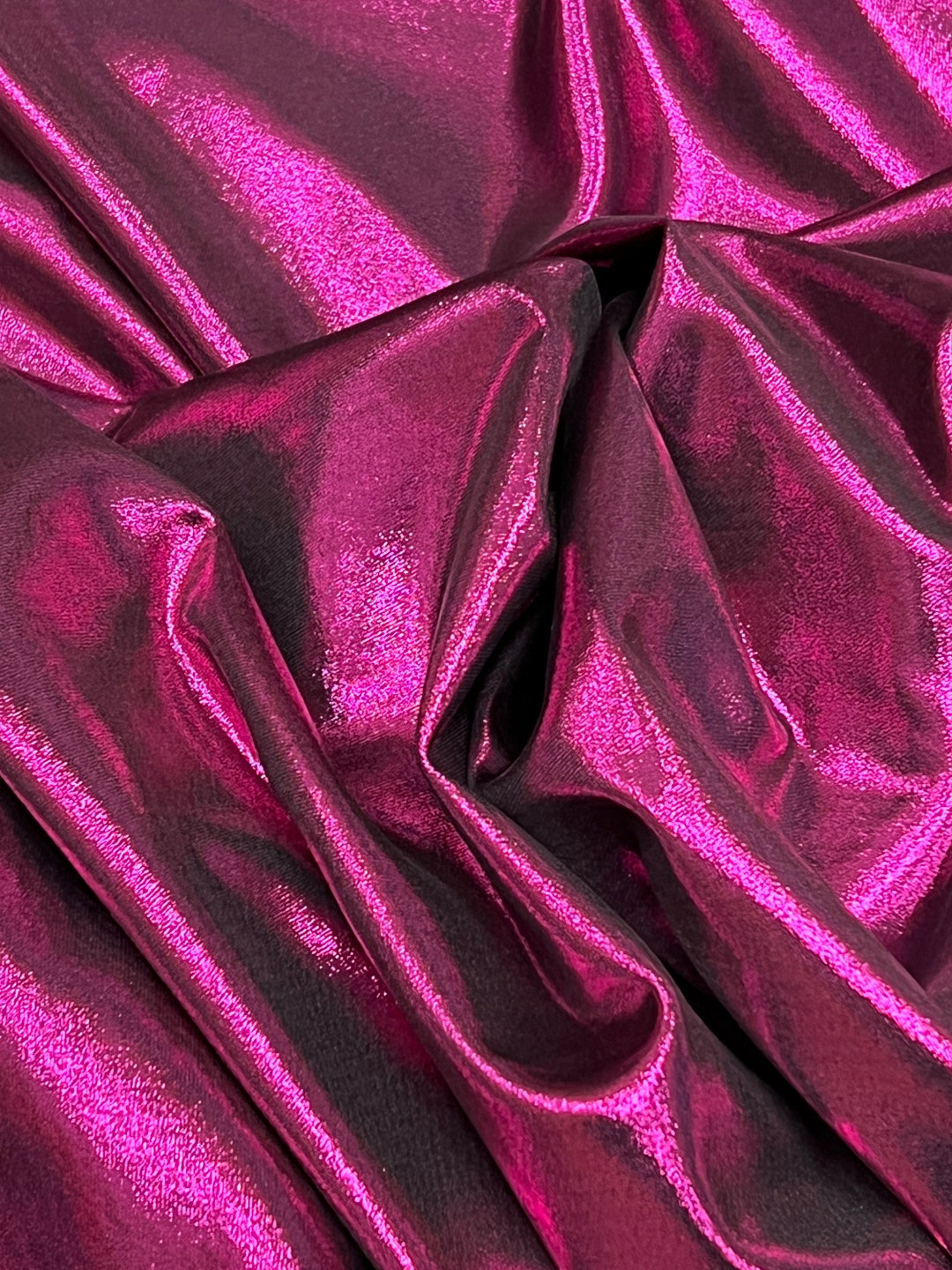 Fuchsia Medium Weight Metallic Knit Four Way Stretch Polyester Spandex ...