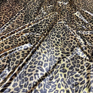 Four Way Stretch Metallic Leopard Animal Skin Print Polyurethane Foil ...