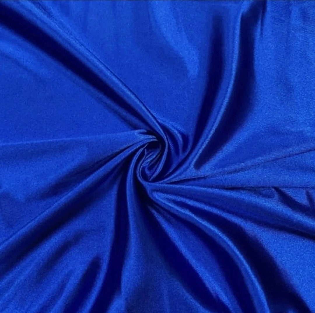 Solid Shiny Royal Blue Two Way Stretch Polyester Spandex Super Satin ...