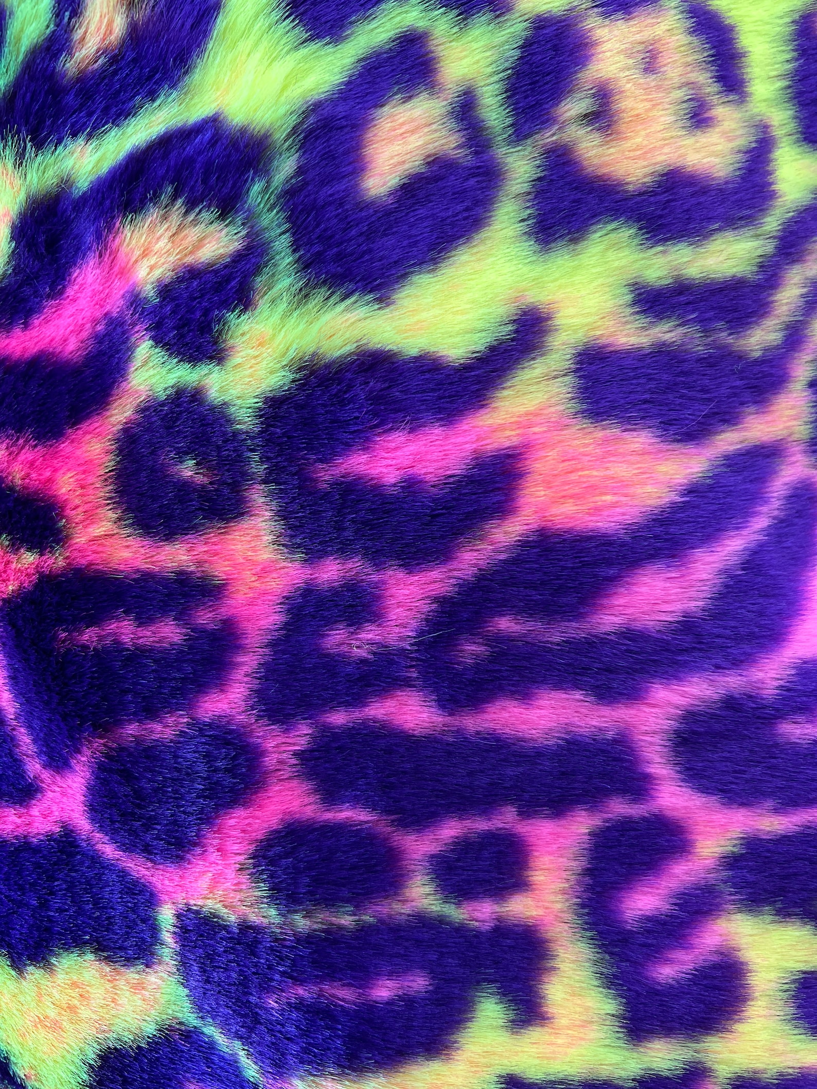 Multicolor Neon Animal Skin Print Shag Faux Fur Fabric by the Yard 60 ...