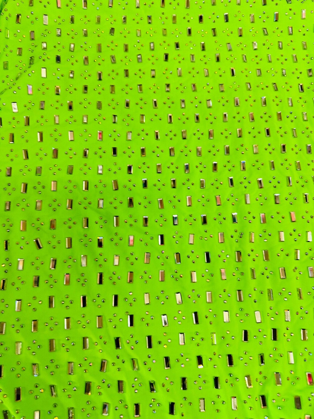 Neon Green 60" Wide Jewel Design Rhinestone on High Quality Spandex ...