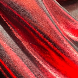 Red Medium Weight Metallic Knit Two Way Stretch Polyester Spandex Lame ...