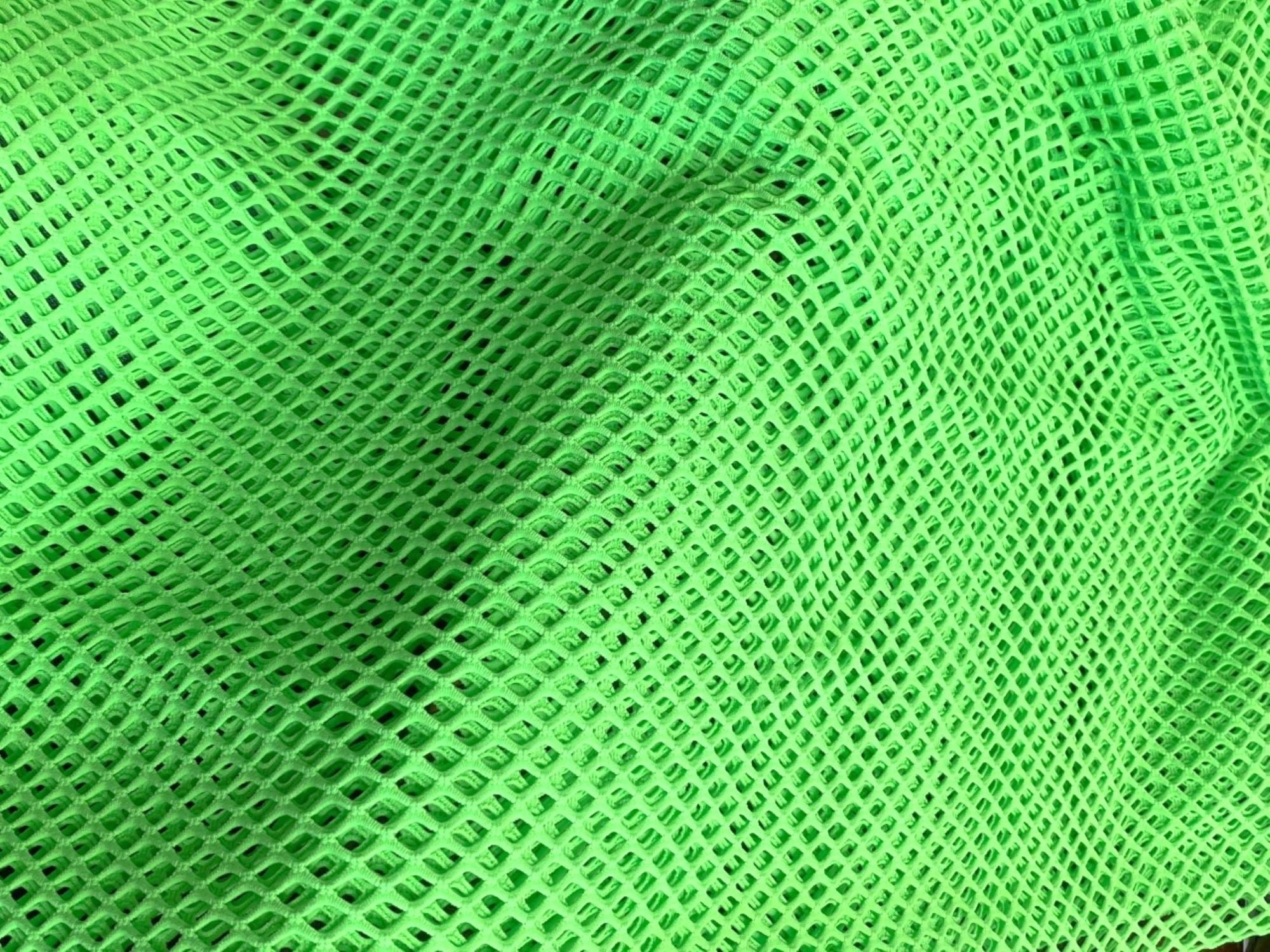 Neon Green Two Way Stretch Big Hole Nylon Fishnet Diamond Mesh Fabric ...