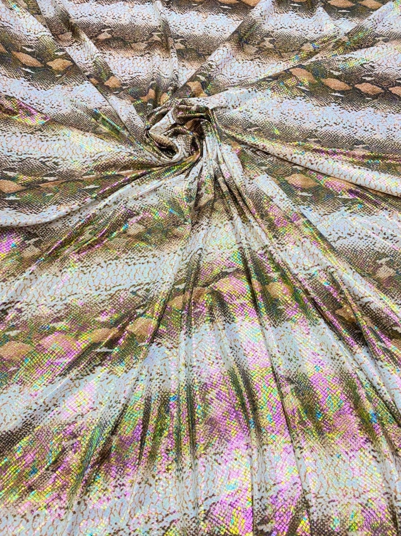 Iridescent Snake Skin Print on Two Way Stretch Polyester - Etsy