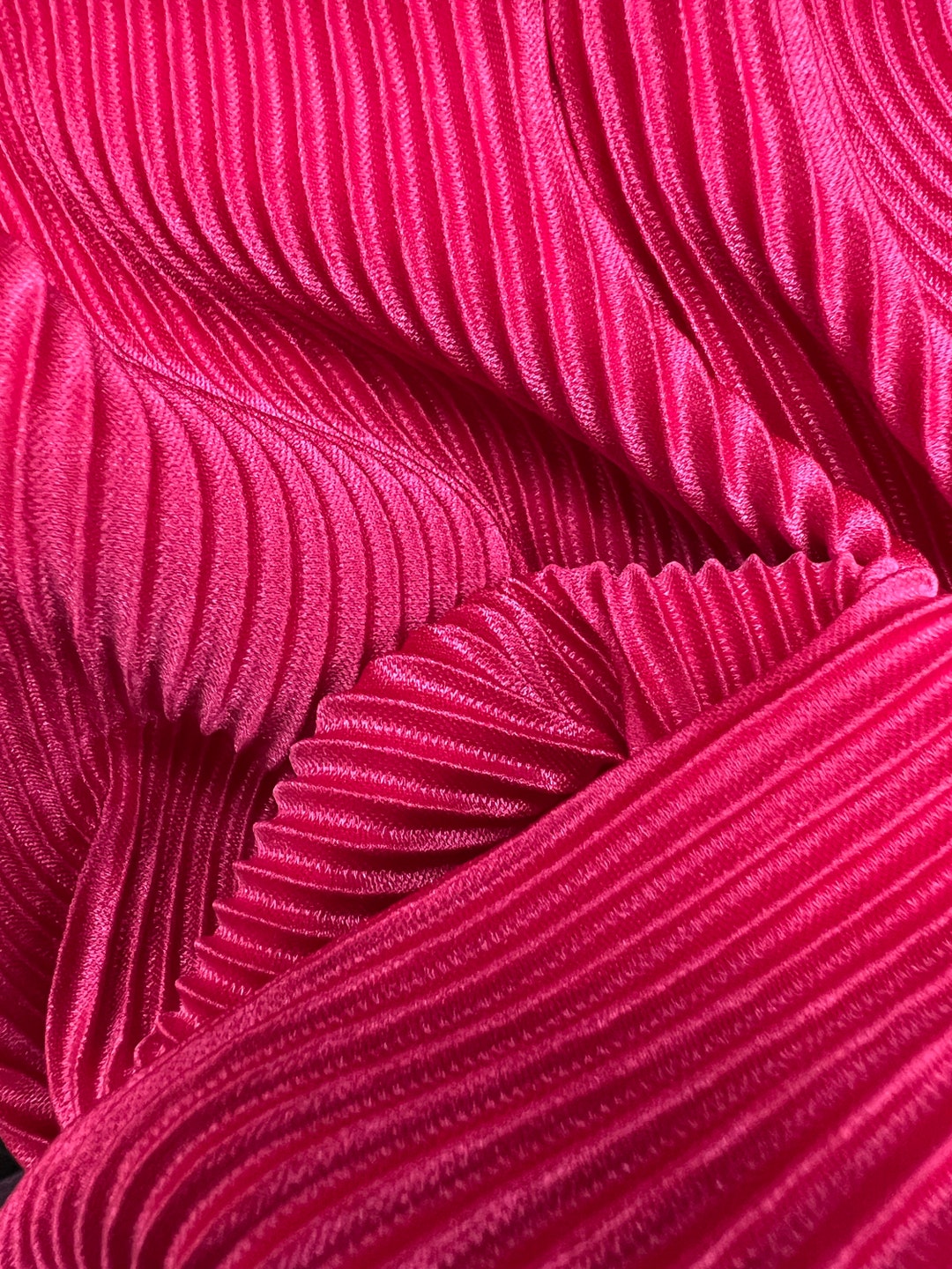 Fuchsia Stretch Lightweight Pleated Satin Fabric by the Yard, 58” Wide ...