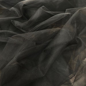 Solid Black Two Way Stretch Nylon English Net Mesh Fabric by the Yard ...